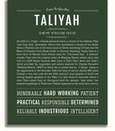 Taliyah Personalized Name Meaning Art Prints – Name Stories