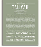 Taliyah Personalized Name Meaning Art Prints – Name Stories