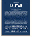 Taliyah Personalized Name Meaning Art Prints – Name Stories