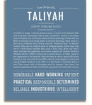Taliyah Personalized Name Meaning Art Prints – Name Stories