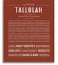Tallulah Personalized Name Meaning Art Prints – Name Stories