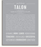 Talon Personalized Name Meaning Art Prints – Name Stories