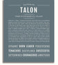 Talon Personalized Name Meaning Art Prints – Name Stories