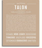 Talon | Name Art Print – Name Stories