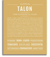 Talon | Name Art Print – Name Stories
