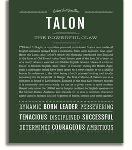 Talon | Name Art Print – Name Stories