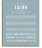 Talon | Name Art Print – Name Stories
