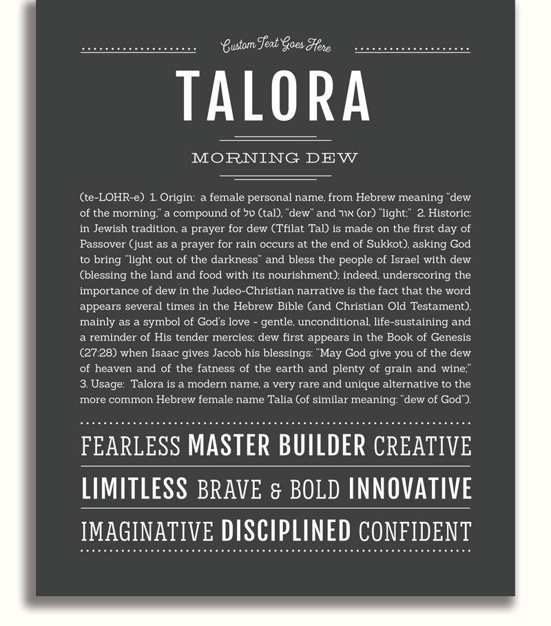 Talora Personalized Name Meaning Art Prints – Name Stories