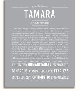 Tamara Personalized Name Meaning Art Prints – Name Stories