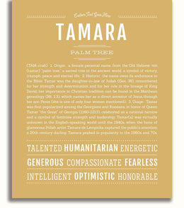 Tamara Personalized Name Meaning Art Prints – Name Stories