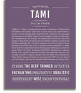 Tami Personalized Name Meaning Art Prints – Name Stories