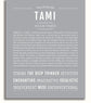 Tami Personalized Name Meaning Art Prints – Name Stories