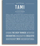 Tami Personalized Name Meaning Art Prints – Name Stories
