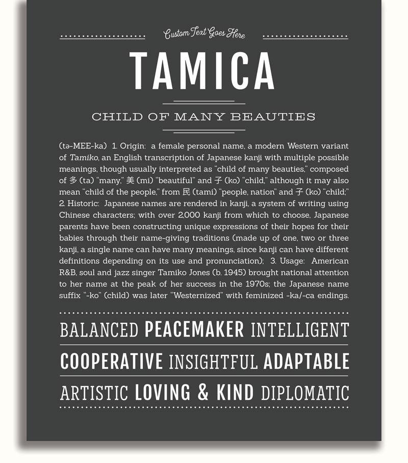 Tamica Personalized Name Meaning Art Prints – Name Stories