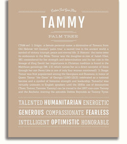 Tammy Personalized Name Meaning Art Prints – Name Stories