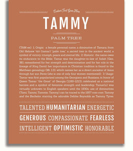 Tammy Personalized Name Meaning Art Prints – Name Stories