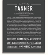Tanner Personalized Name Meaning Art Prints – Name Stories