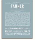 Tanner Personalized Name Meaning Art Prints – Name Stories