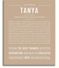Tanya Personalized Name Meaning Art Prints – Name Stories