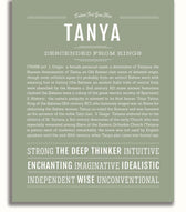 Tanya Personalized Name Meaning Art Prints – Name Stories