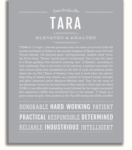 Tara Personalized Name Meaning Art Prints – Name Stories