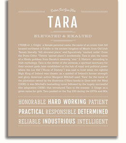 Tara Personalized Name Meaning Art Prints – Name Stories
