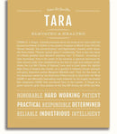 Tara Personalized Name Meaning Art Prints – Name Stories