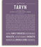Taryn Personalized Name Meaning Art Prints – Name Stories