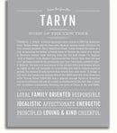 Taryn Personalized Name Meaning Art Prints – Name Stories