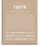 Taryn Personalized Name Meaning Art Prints – Name Stories