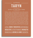 Taryn Personalized Name Meaning Art Prints – Name Stories