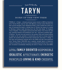 Taryn | Name Art Print – Name Stories