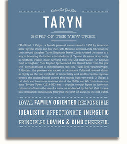 Taryn Personalized Name Meaning Art Prints – Name Stories