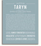 Taryn Personalized Name Meaning Art Prints – Name Stories