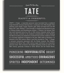 Tate | Name Art Print – Name Stories
