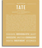 Tate Personalized Name Meaning Art Prints – Name Stories