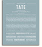 Tate Personalized Name Meaning Art Prints – Name Stories