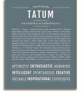 Tatum Personalized Name Meaning Art Prints – Name Stories