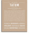 Tatum Personalized Name Meaning Art Prints – Name Stories