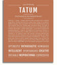 Tatum Personalized Name Meaning Art Prints – Name Stories