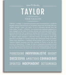 Taylor Personalized Name Meaning Art Prints – Name Stories