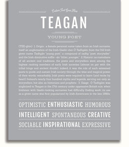 Teagan Personalized Name Meaning Art Prints – Name Stories