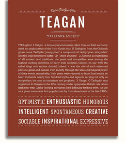Teagan Personalized Name Meaning Art Prints – Name Stories