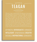 Teagan Personalized Name Meaning Art Prints – Name Stories