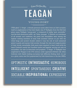 Teagan Personalized Name Meaning Art Prints – Name Stories