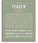Teagen Personalized Name Meaning Art Prints – Name Stories