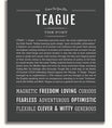 Teague Personalized Name Meaning Art Prints – Name Stories