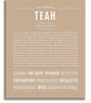 Teah Personalized Name Meaning Art Prints – Name Stories