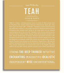 Teah Personalized Name Meaning Art Prints – Name Stories