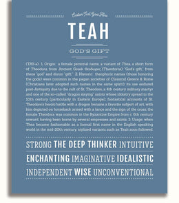 Teah Personalized Name Meaning Art Prints – Name Stories